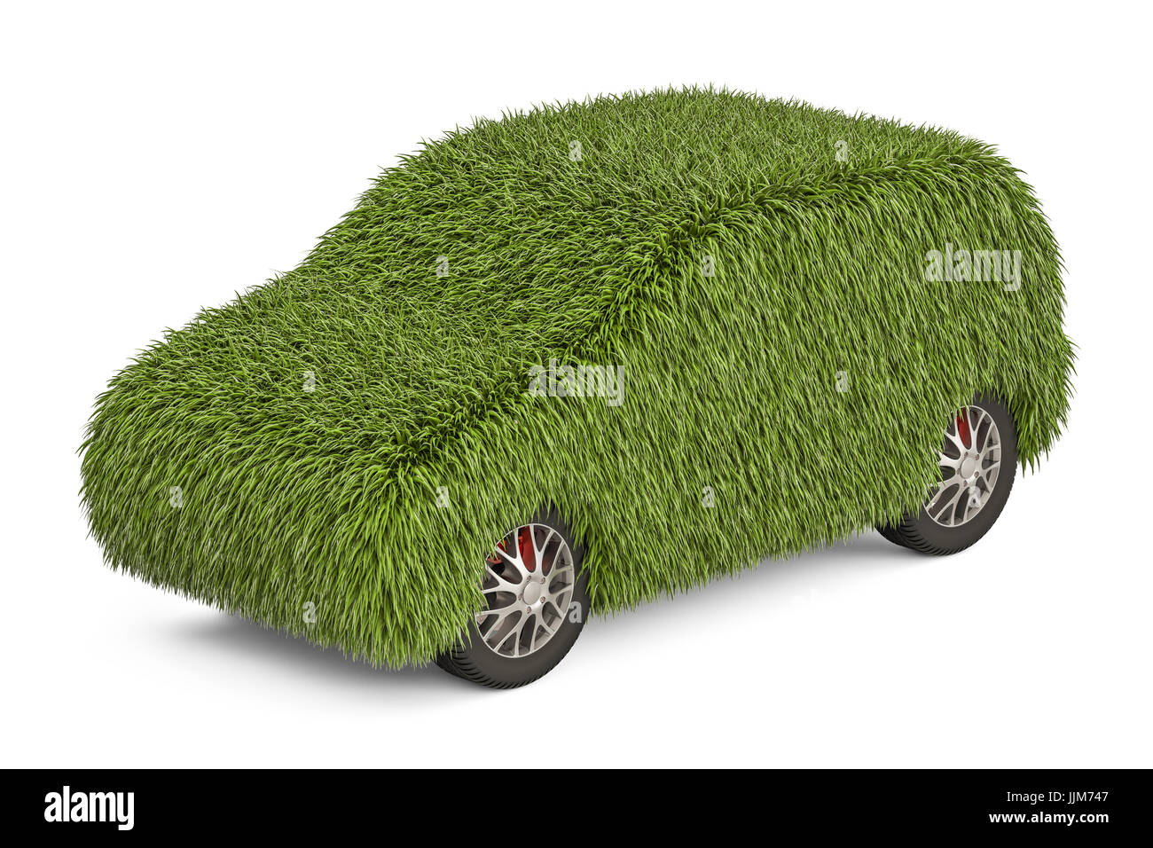 car from grass, 3D rendering isolated on white background Stock Photo ...