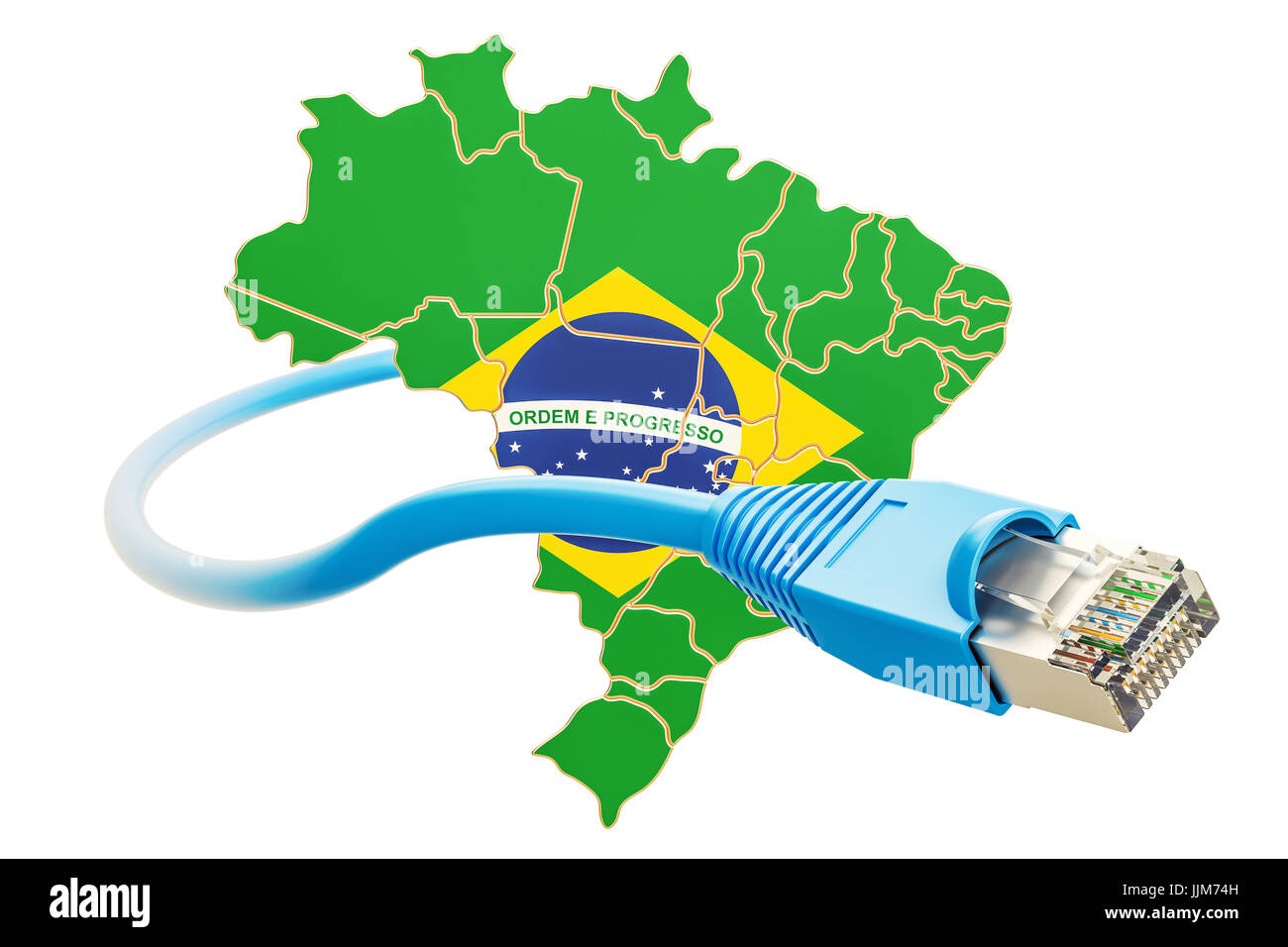 Internet connection in Brazil concept. 3D rendering isolated on white ...