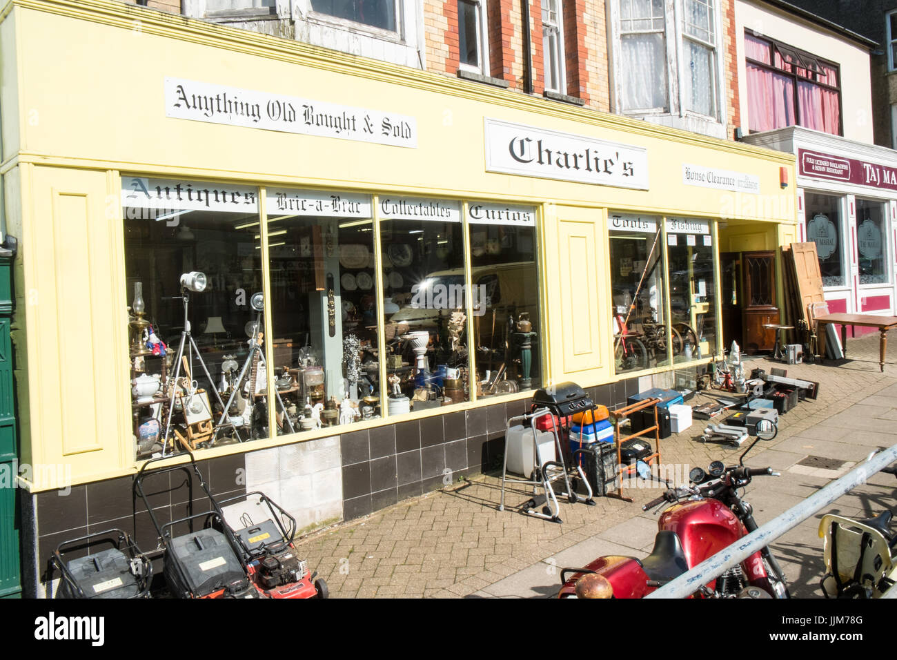 Charlie's,antique,shop,window,display,market,town,Mach,Machynlleth ...