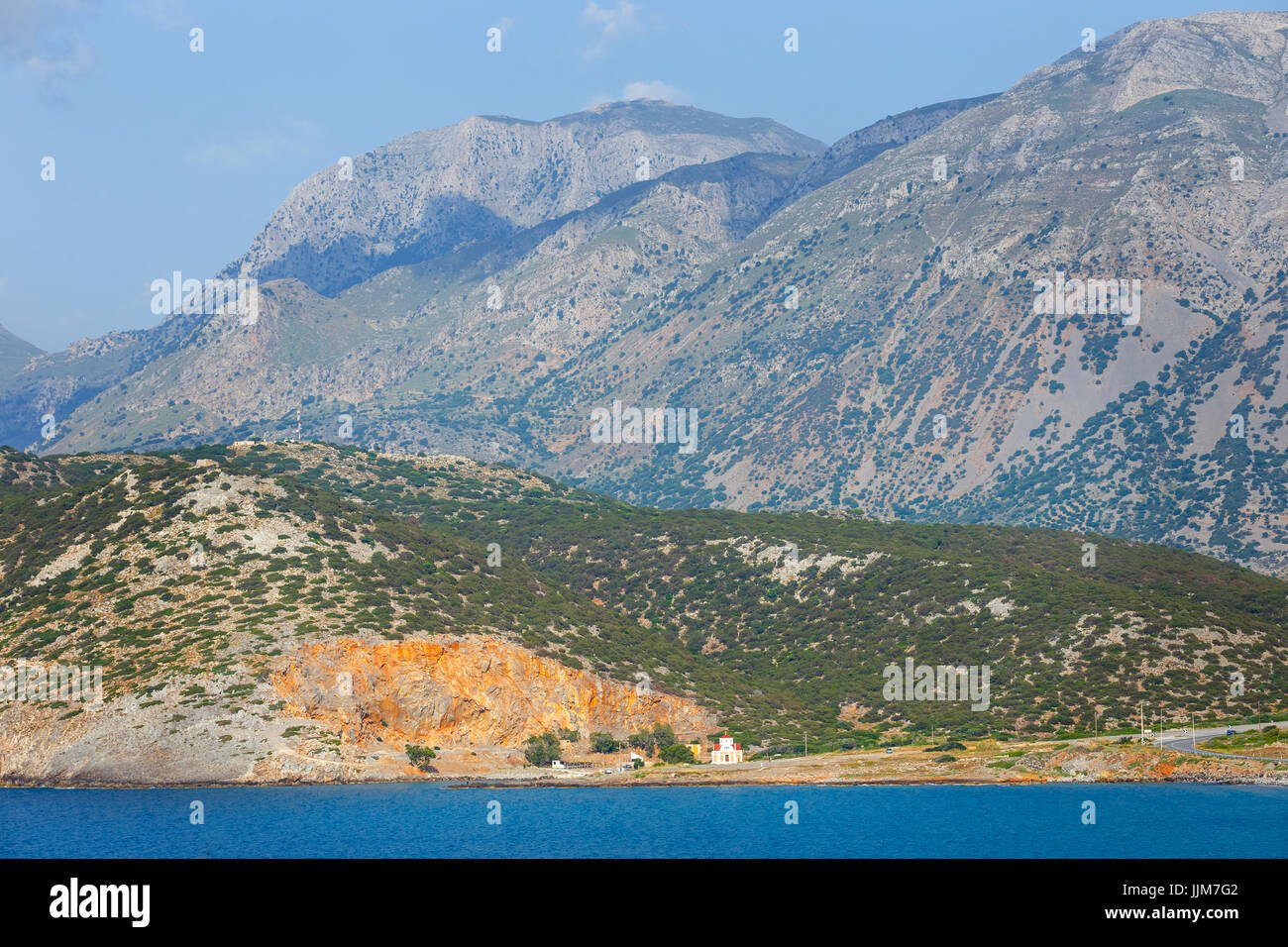 Beautiful greek seascape at sunny day. Place of north Crete, east of ...