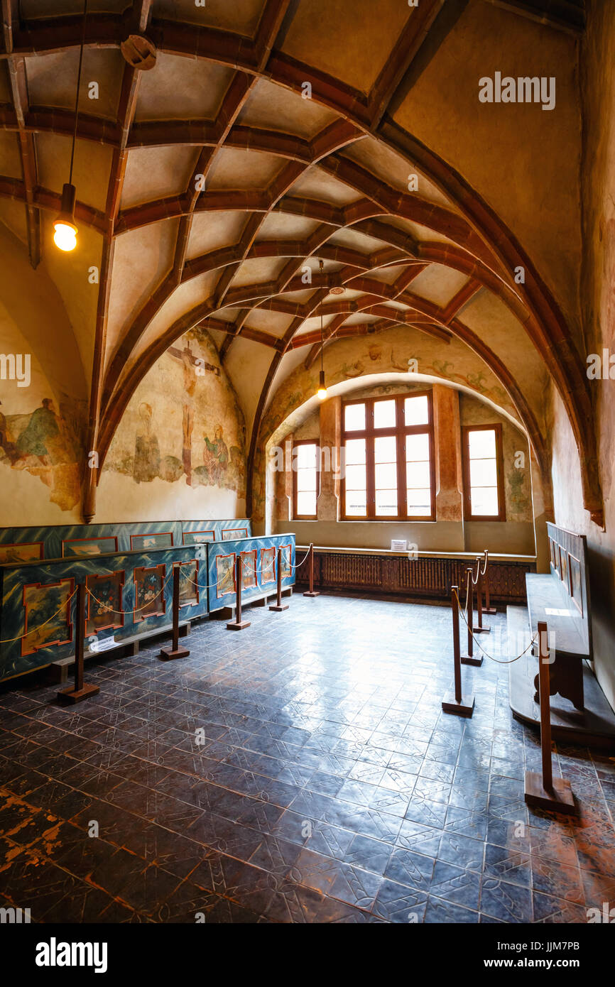 Slovakia, Red Monastery, May 21, 2017: Interior of famous Red Monastery ...