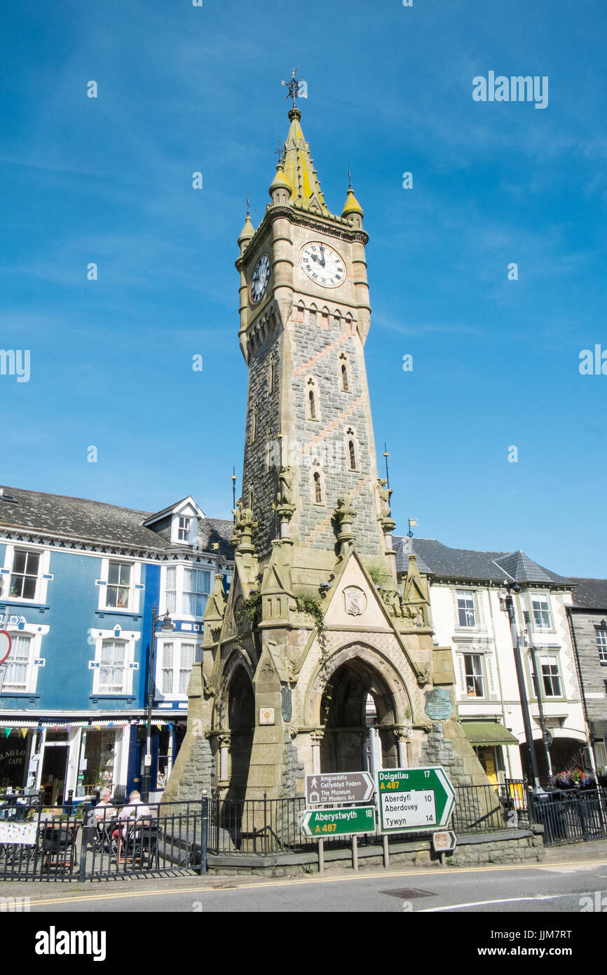 market,town,Mach,Machynlleth,shops,clock tower,clock tower,Powys,Mid ...