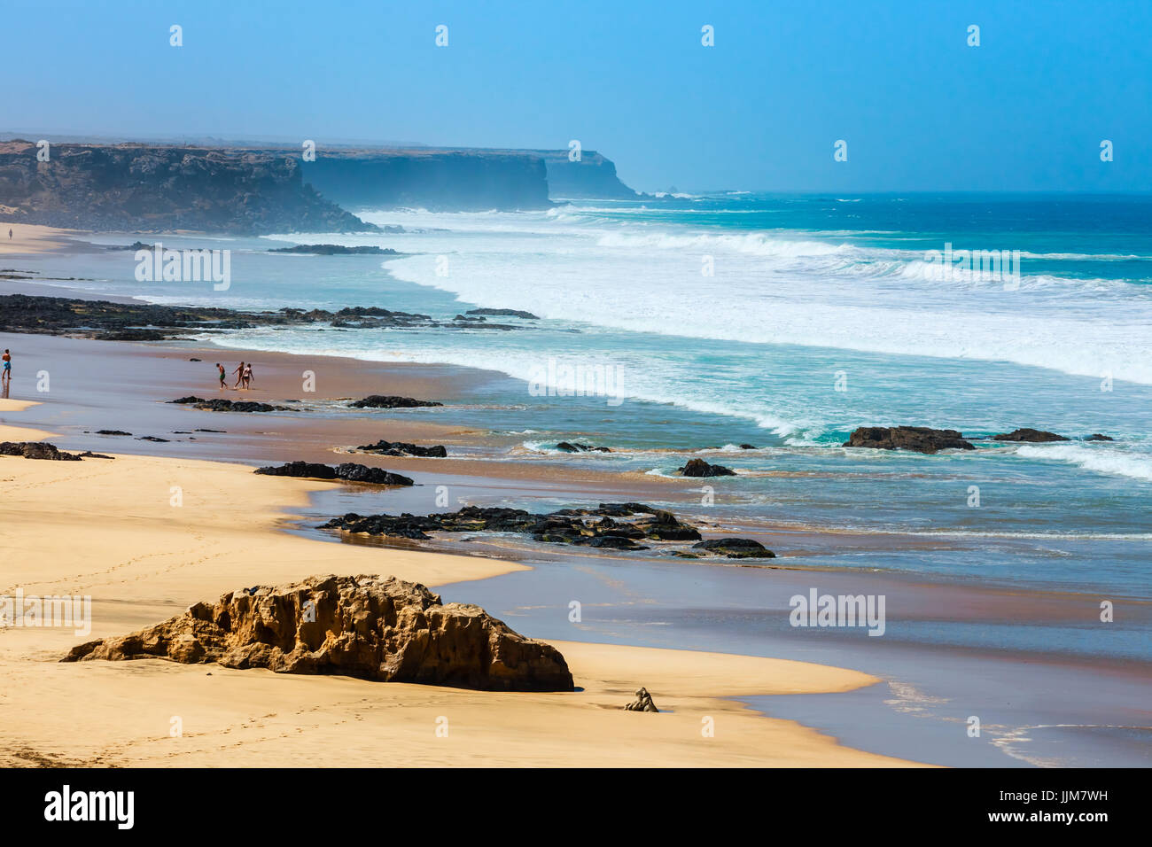 El Cotillo, Fuerteventura, Spain, April 03, 2017: Unknown people on a ...