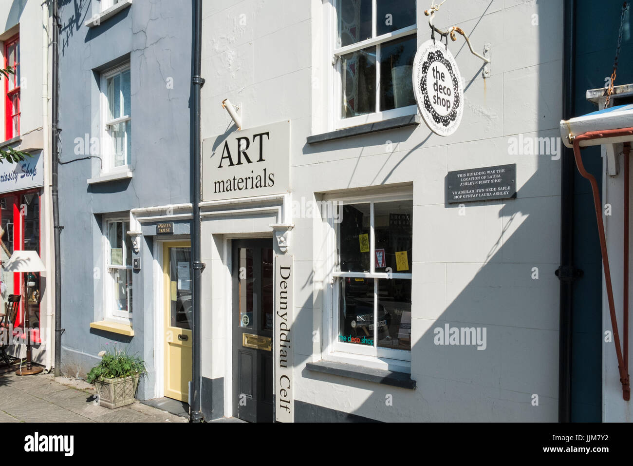 Laura Ashley,first,shop,market,town,Mach,Machynlleth,shops,clock tower ...
