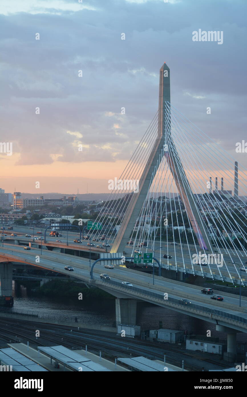 A view of the Zakim Bridge in Boston, Massachusetts Stock Photo - Alamy