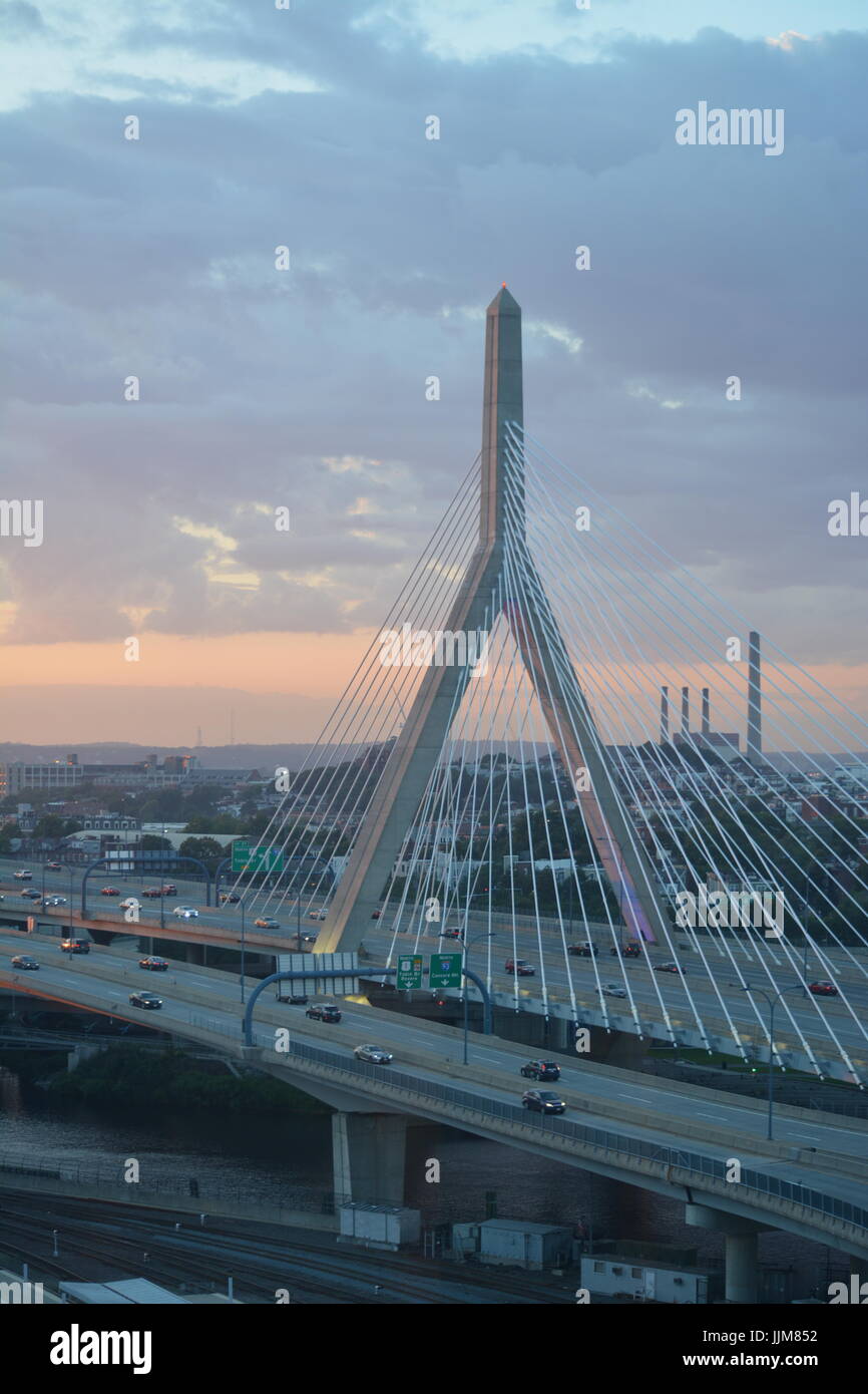 A view of the Zakim Bridge in Boston, Massachusetts Stock Photo - Alamy
