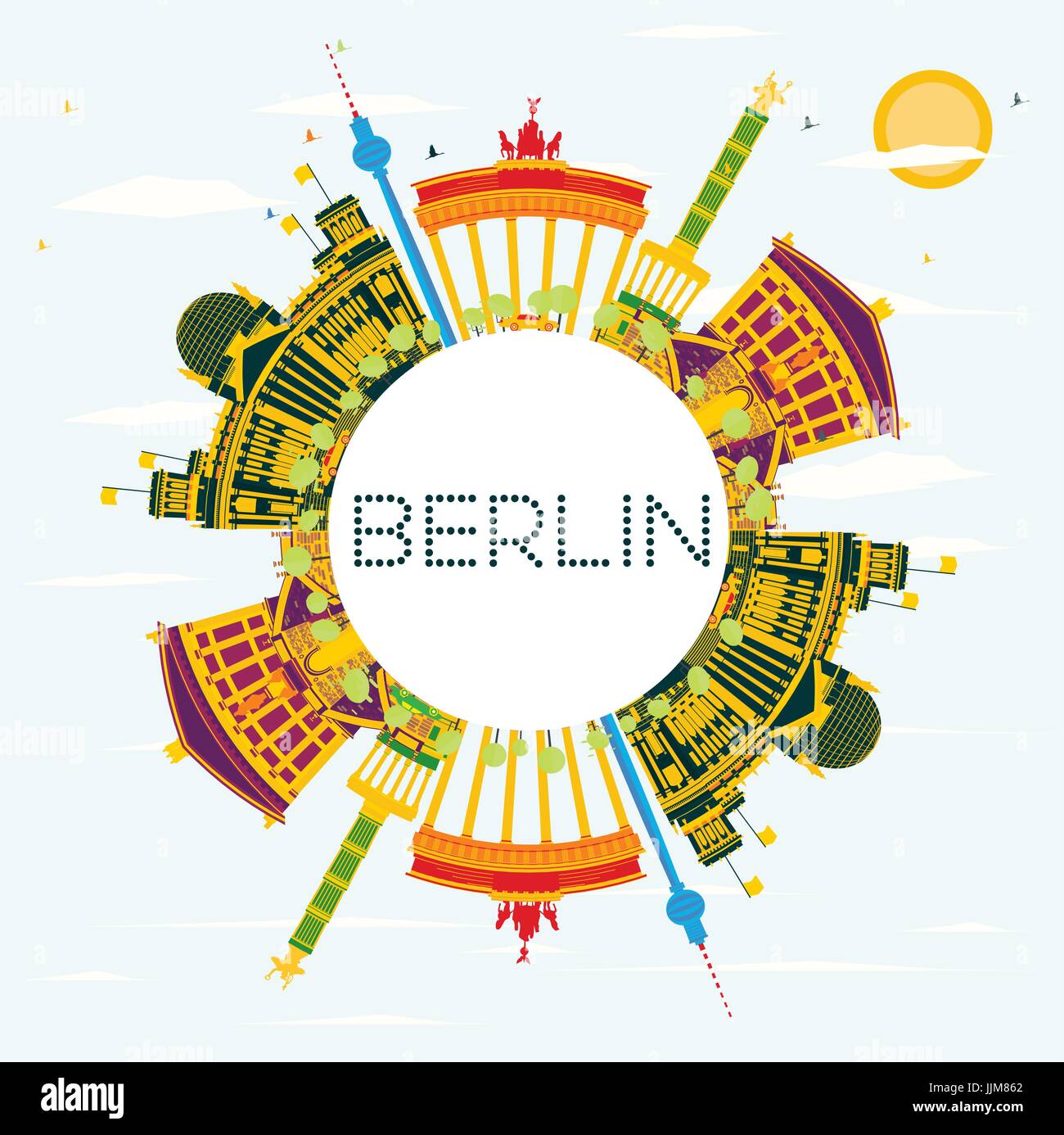 Berlin skyline with color buildings Stock Vector Images - Alamy