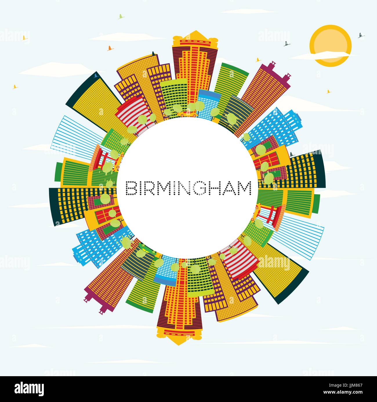 Birmingham city skyline silhouette vector hi-res stock photography and ...