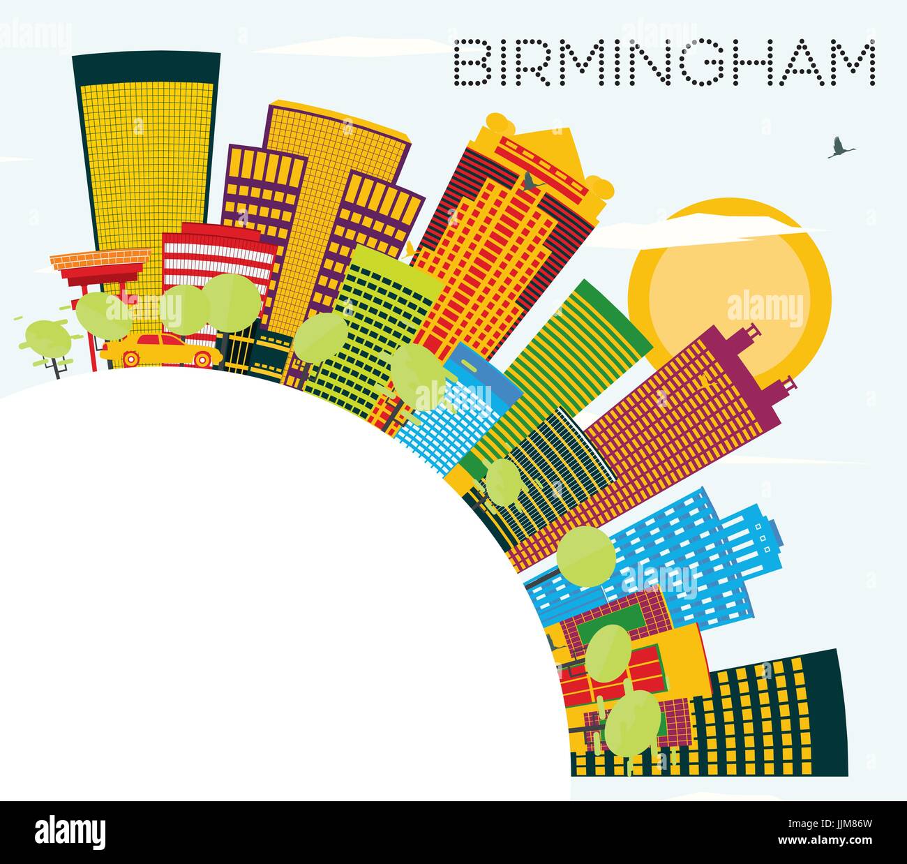 Birmingham Skyline with Color Buildings, Blue Sky and Copy Space ...