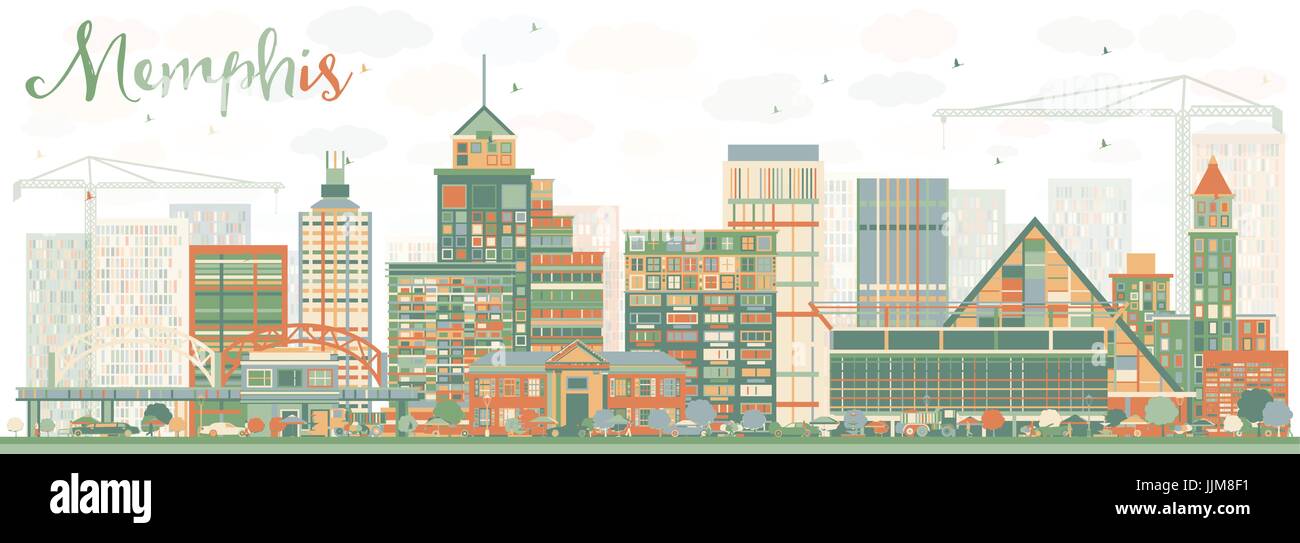 Abstract Memphis Skyline with Color Buildings. Vector Illustration ...