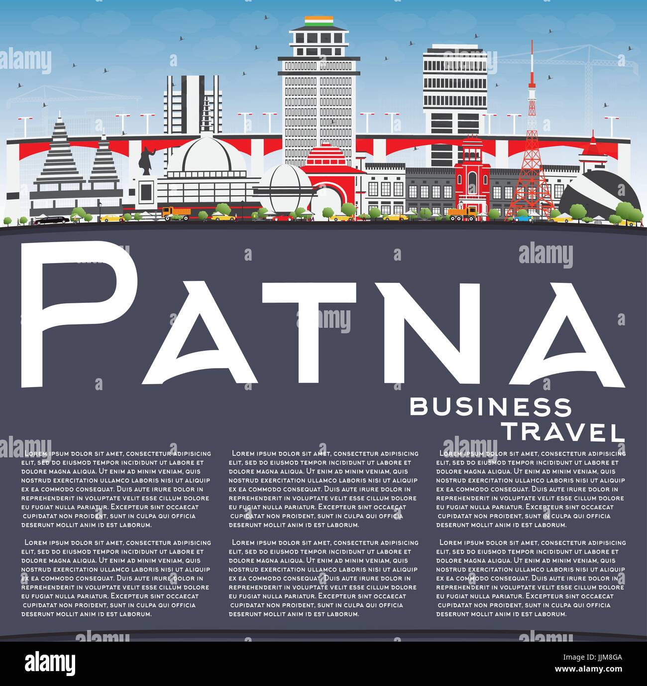 Patna Skyline with Gray Buildings, Blue Sky and Copy Space. Vector ...