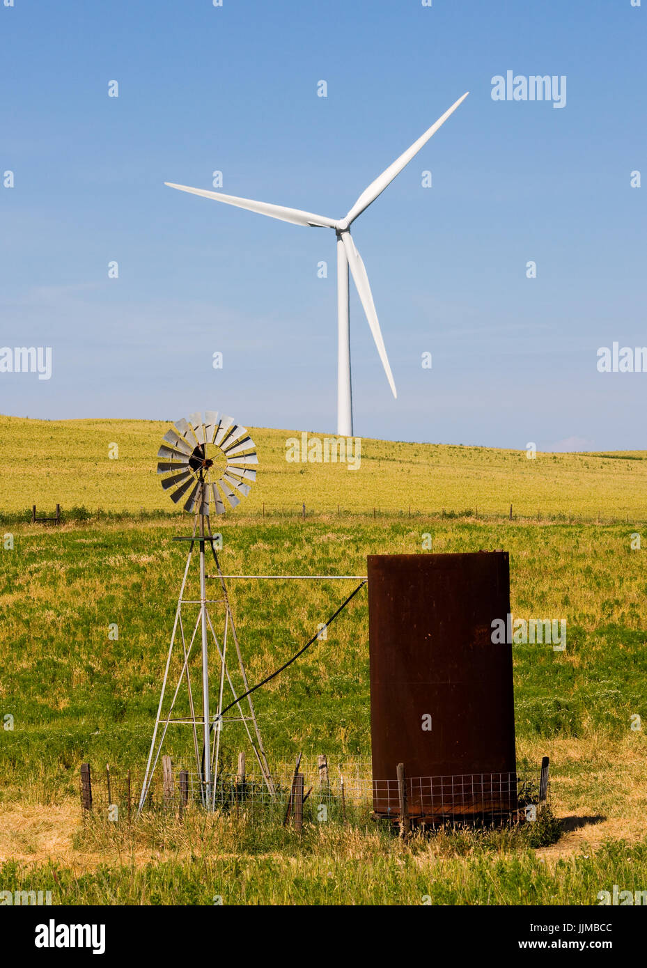 Wind turbines old and new Stock Photo - Alamy