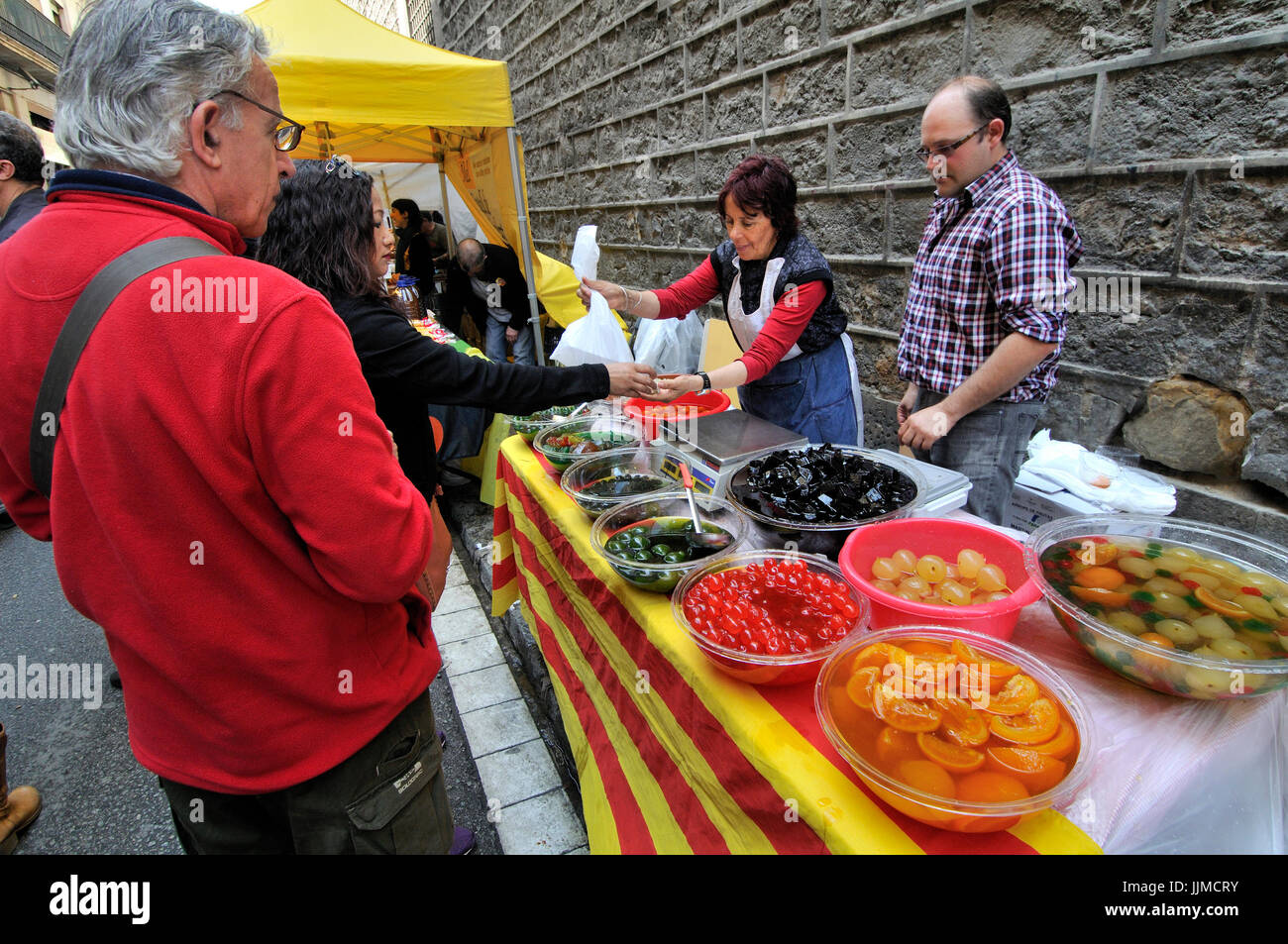 Sant Ponç fair on 11th May, Hospital street, Raval district. One of the ...