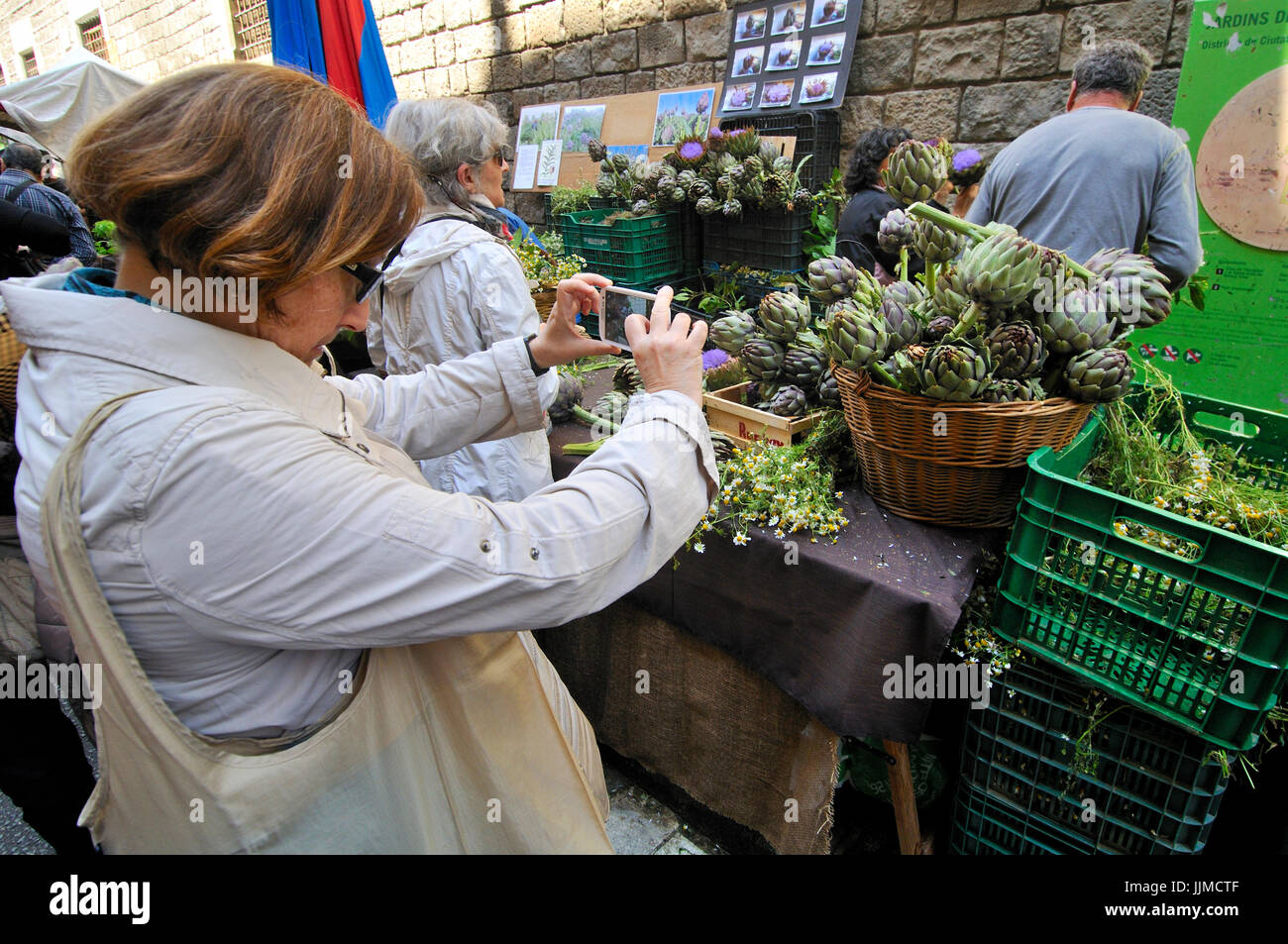 Sant Ponç fair on 11th May, Hospital street, Raval district. One of the ...