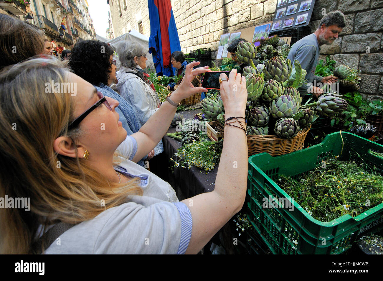 Sant Ponç fair on 11th May, Hospital street, Raval district. One of the ...