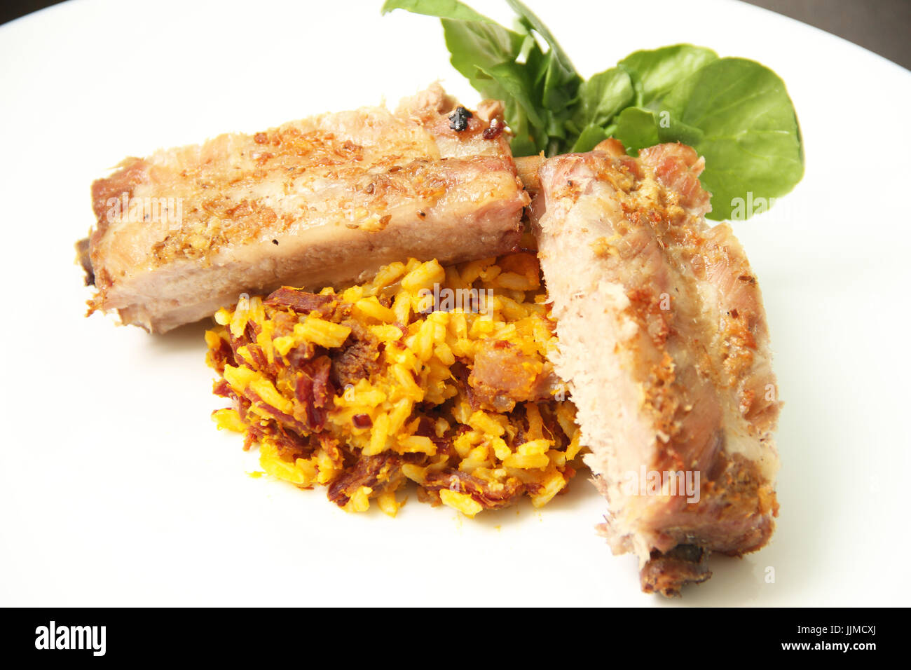 Pork ribs, Baião de dois, São Paulo, Brazil Stock Photo - Alamy