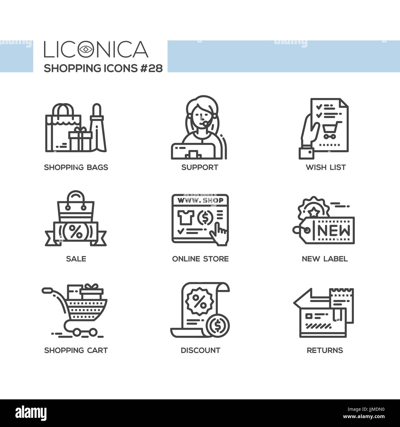 Shopping - modern vector flat line icon set Stock Vector Image & Art ...