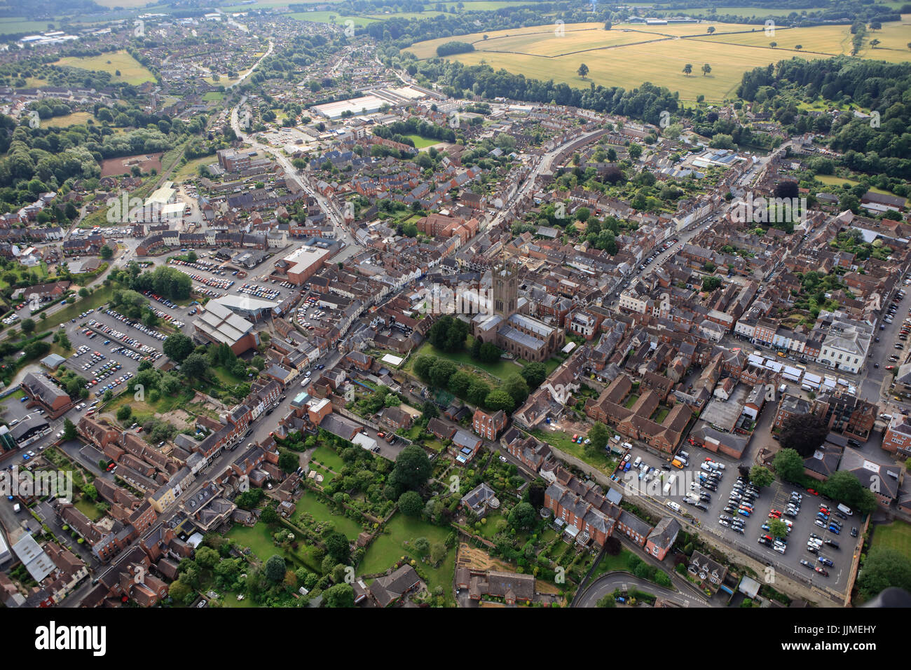 An aerial view of the Shropshire town of Ludlow Stock Photo - Alamy