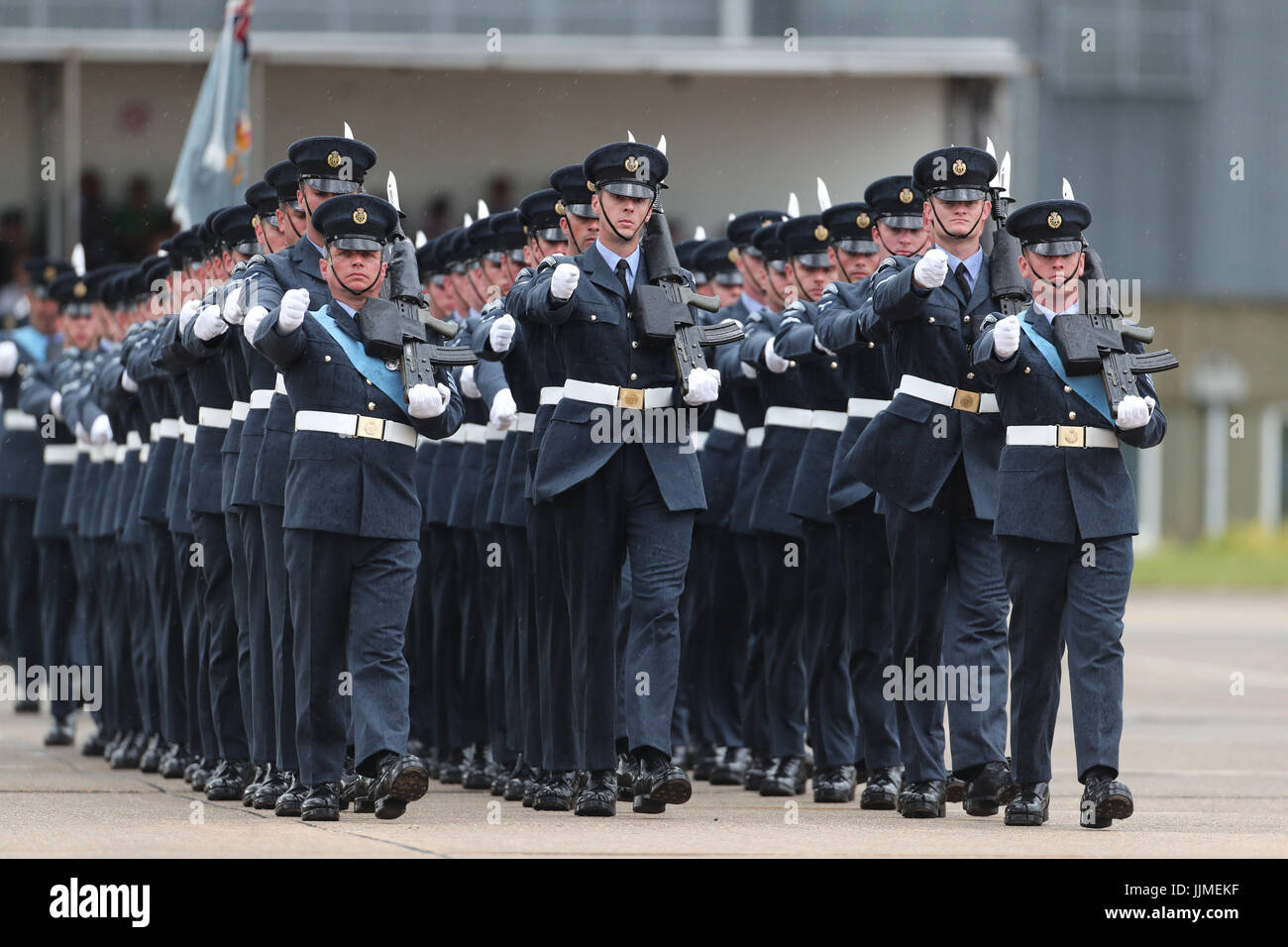 Airmen marching at RAF Honington in Suffolk as Prince Harry present a ...