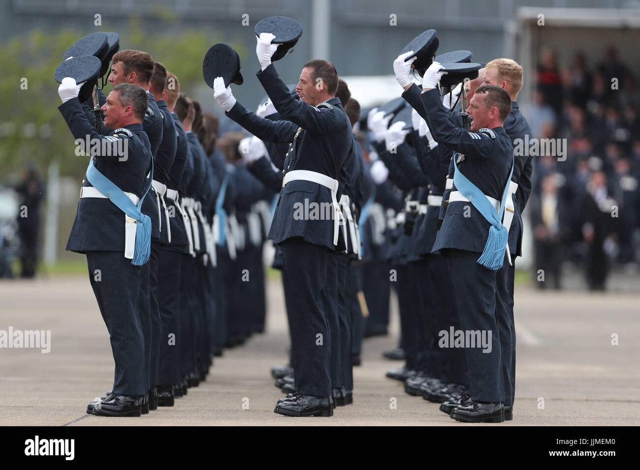 Airmen at RAF Honington in Suffolk as Prince Harry present a new Colour ...