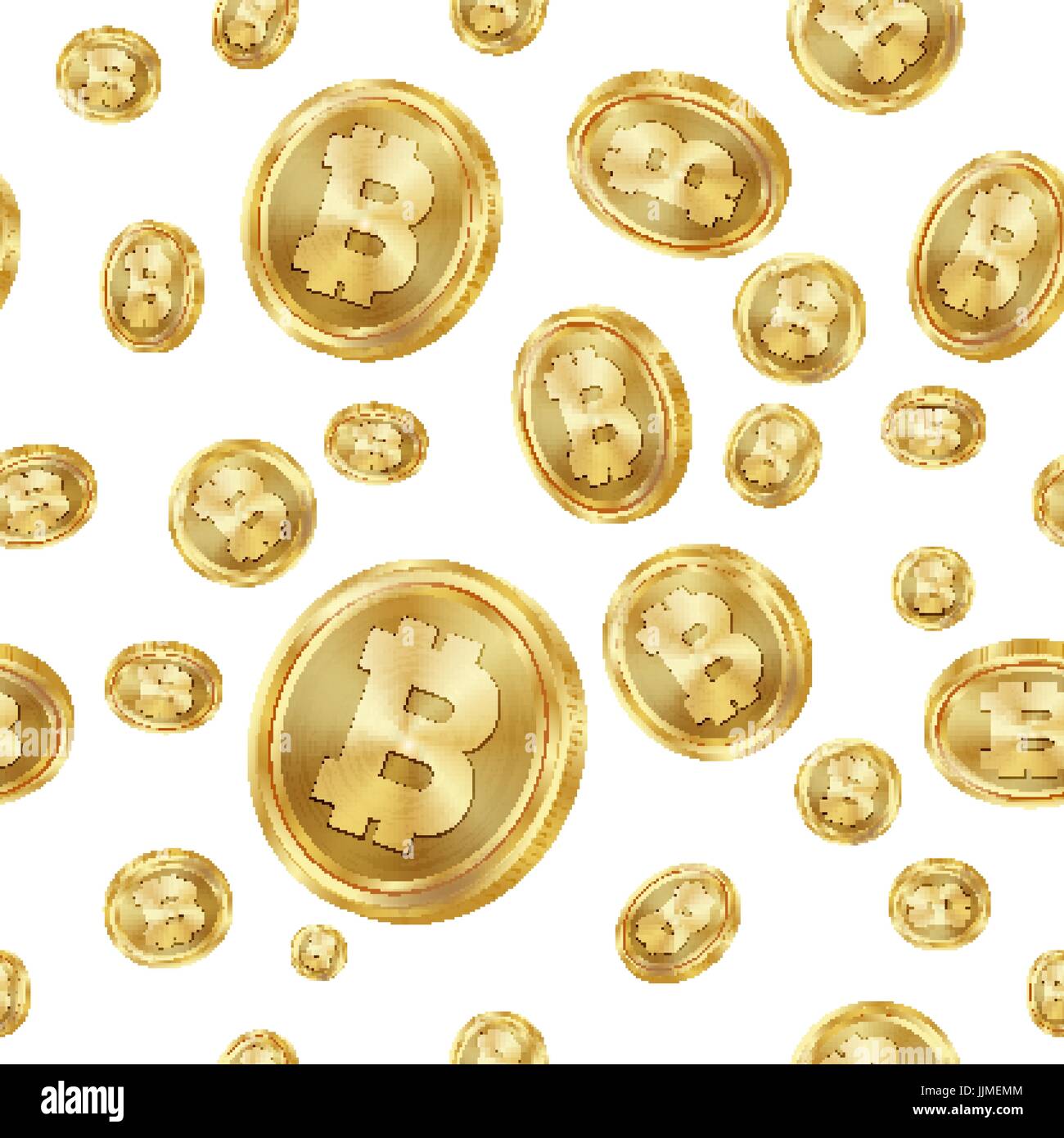 Bitcoin Seamless Pattern Vector. Gold Coins. Digital Currency. Fintech ...