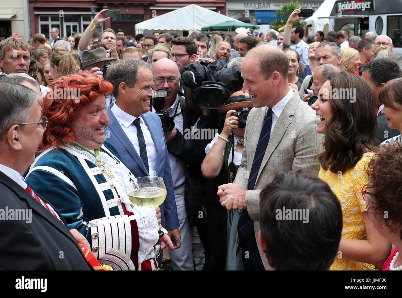 The Duke and Duchess of Cambridge and the Mayor of Heidelberg (third ...