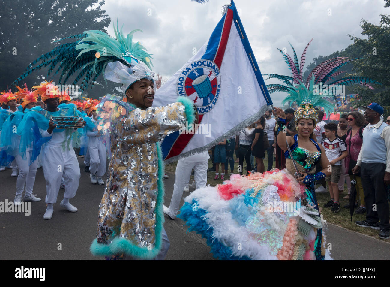 Samba band procession Stock Photo - Alamy
