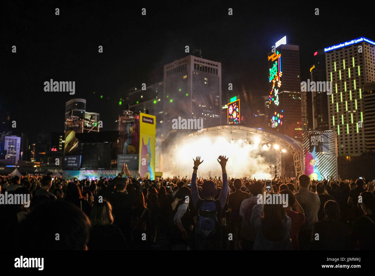 A crowd enjoys a set by The Chemical Brothers, the headline act of Hong ...