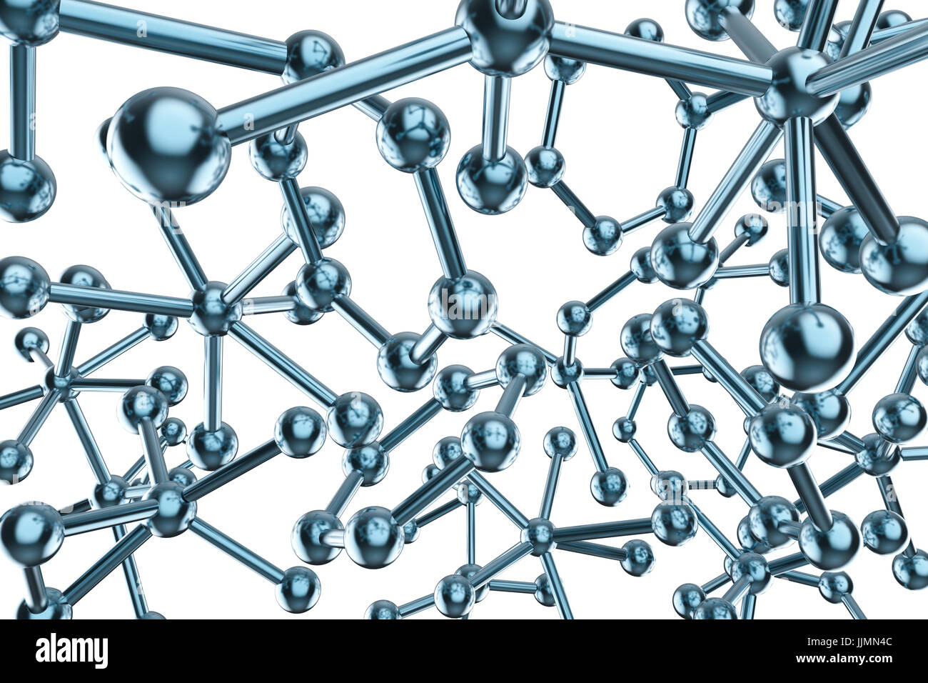 3d rendering blue metal molecule structure on white background Stock ...