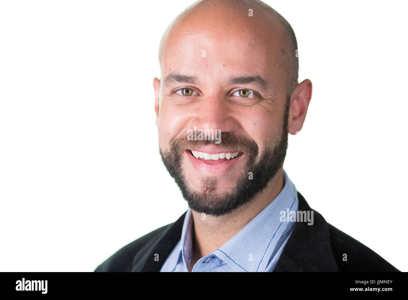 Closeup portrait, professional man with goatee beard in dark blazer and ...