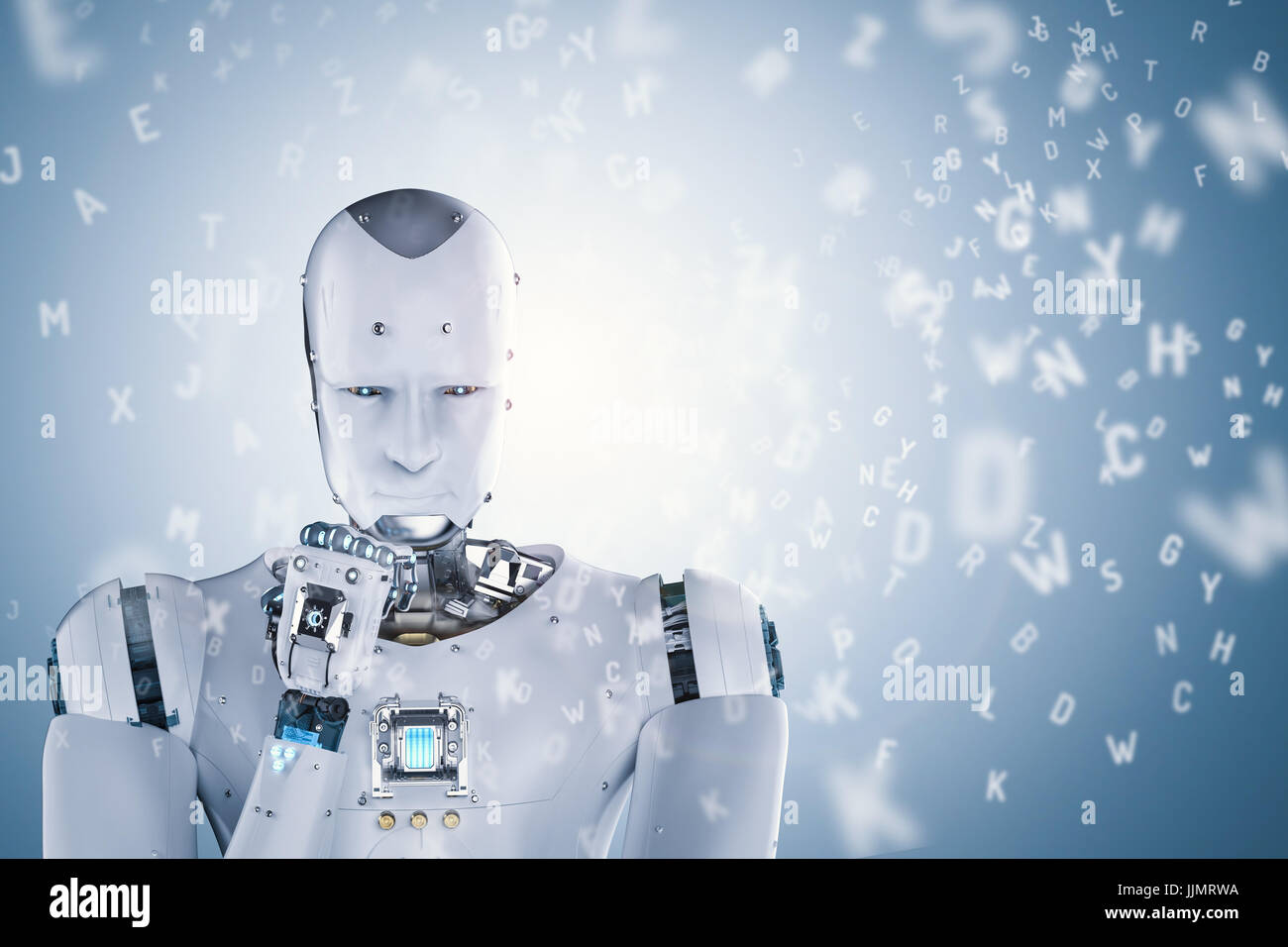 3d rendering robot learning or machine learning with alphabets Stock ...