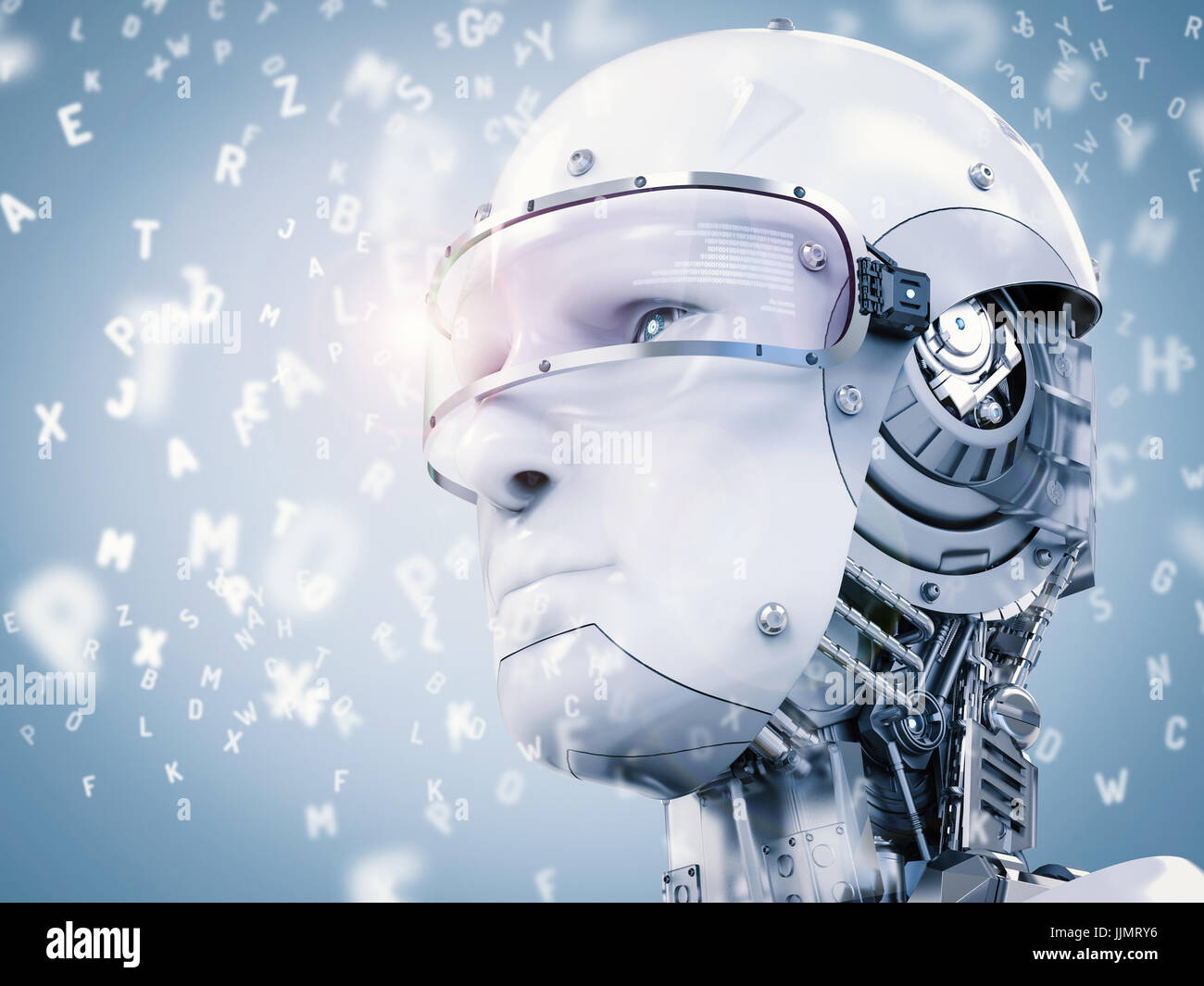 3d rendering robot learning or machine learning with alphabets Stock ...