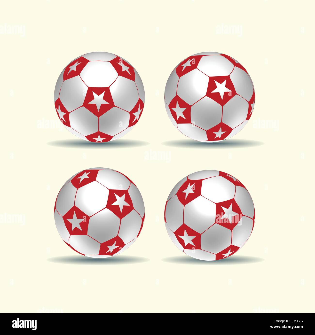 four (4) soccer football classic World Cup balls with stars Stock ...