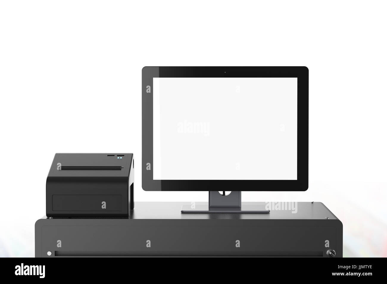 3d rendering empty screen cashier machine or cash register Stock Photo ...