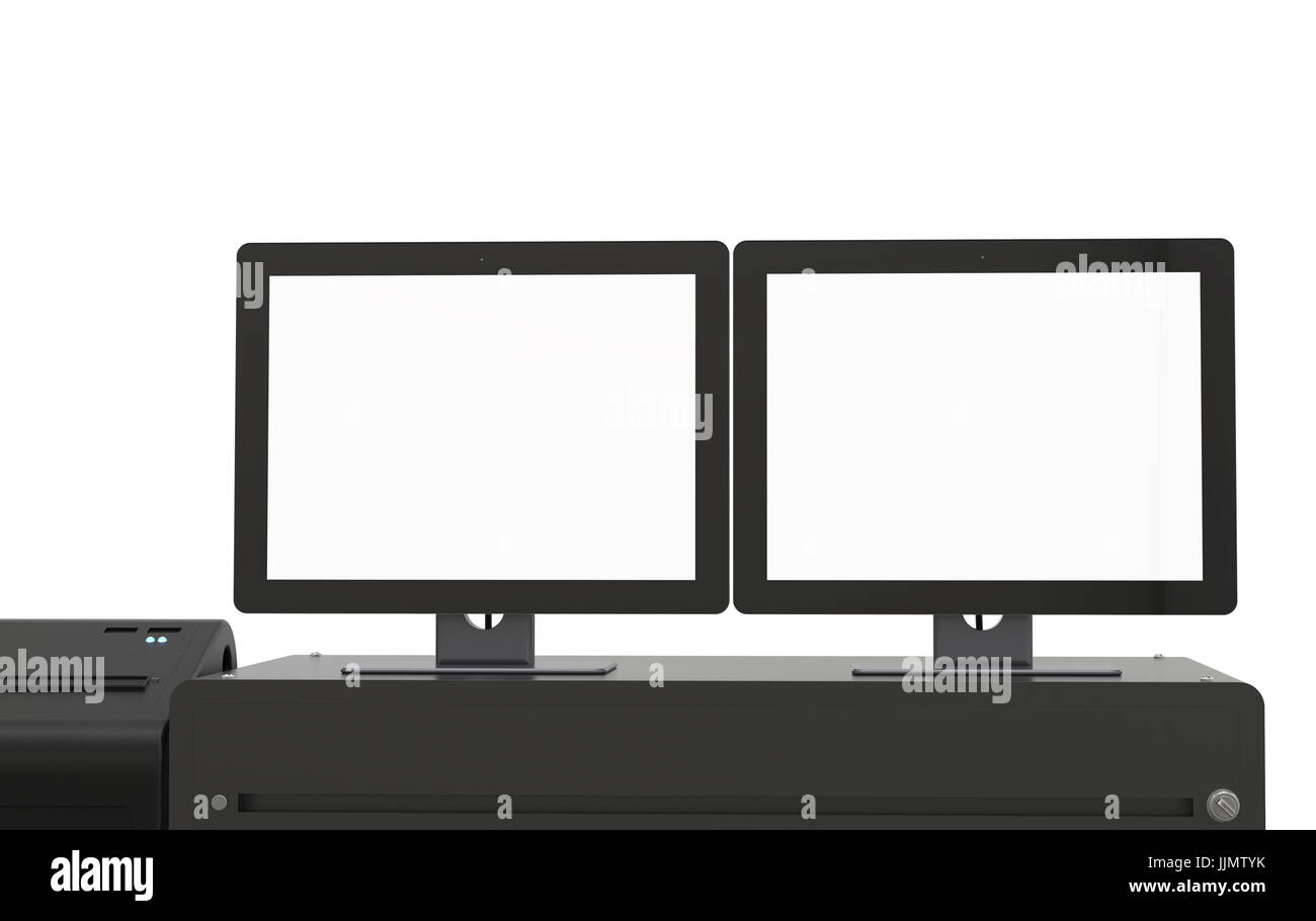 3d rendering empty screen cashier machine or cash register Stock Photo ...