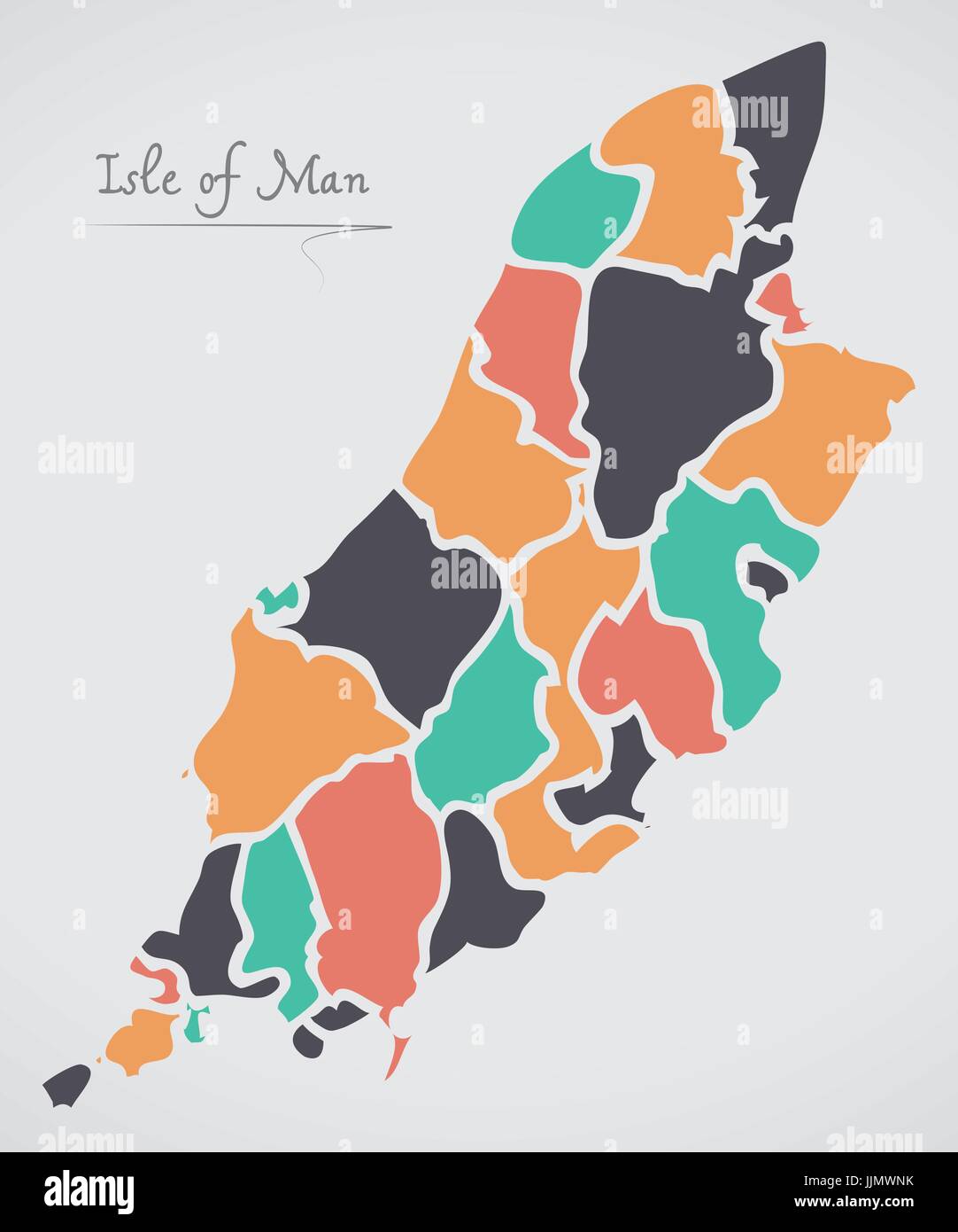 Isle of Man Map with states and modern round shapes Stock Vector Image ...