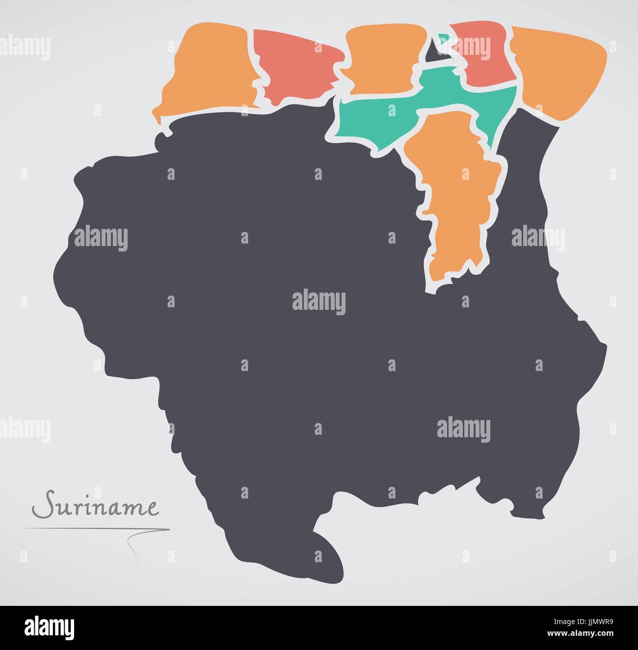 Suriname map hi-res stock photography and images - Alamy