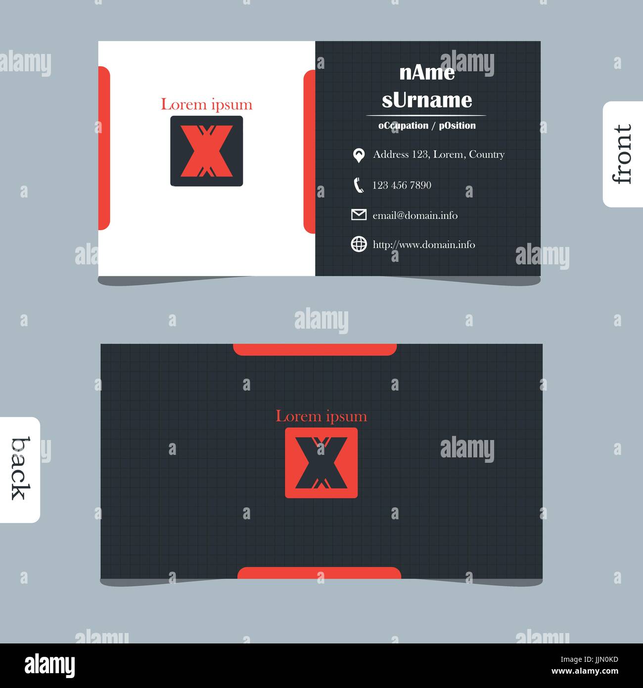Vector design modern creative business card template. Show front and ...