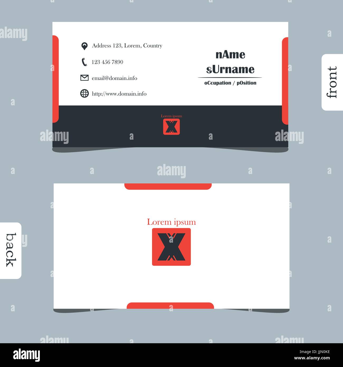 Vector design modern creative business card template. Show front and ...