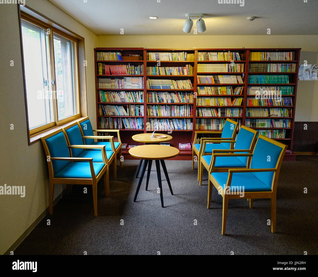 Tohoku, Japan - May 17, 2017. Reading room of hotel at Tamagawa Hot ...