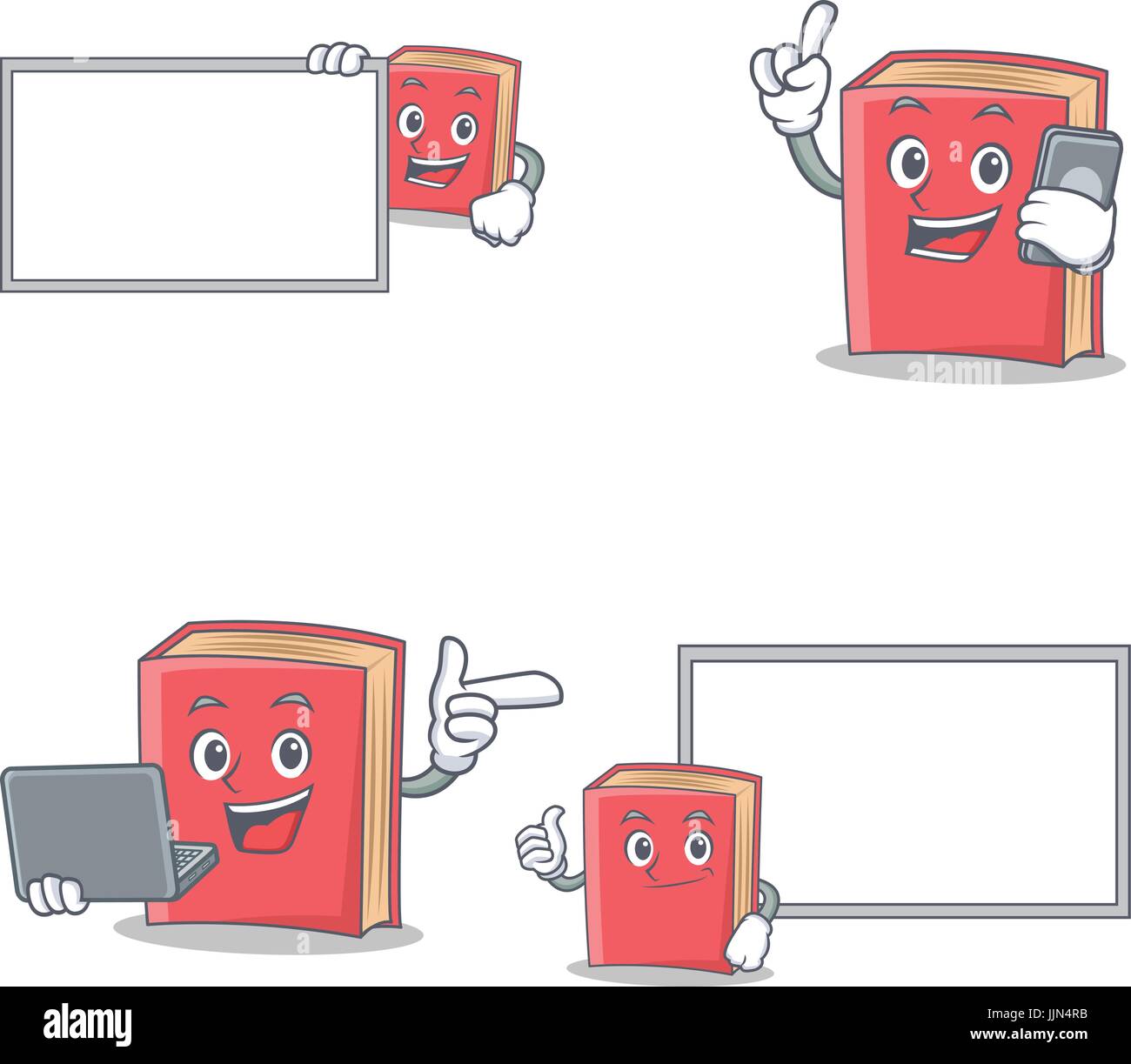 Set of red book character with board phone laptop Stock Vector Image ...