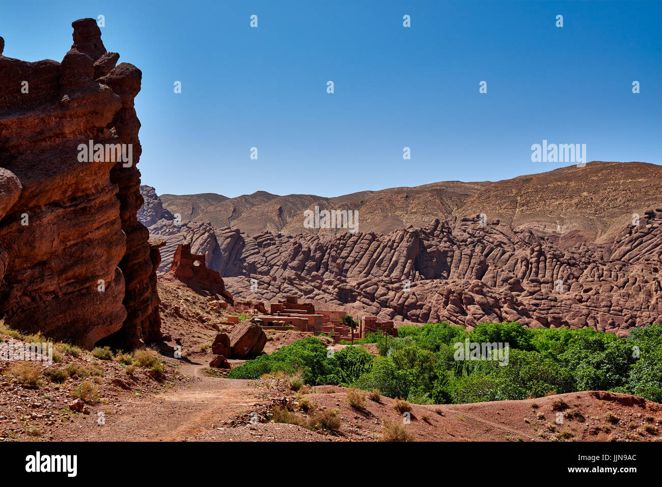 spectacular rock landscape of High Atlas mountain range in Ait Ouglif ...