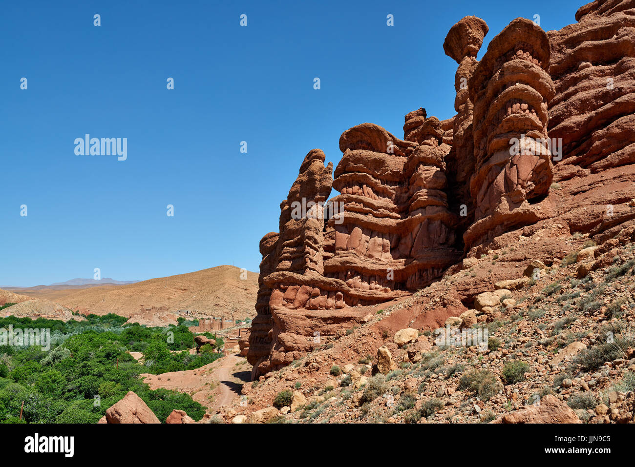 spectacular rock landscape of High Atlas mountain range in Ait Ouglif ...