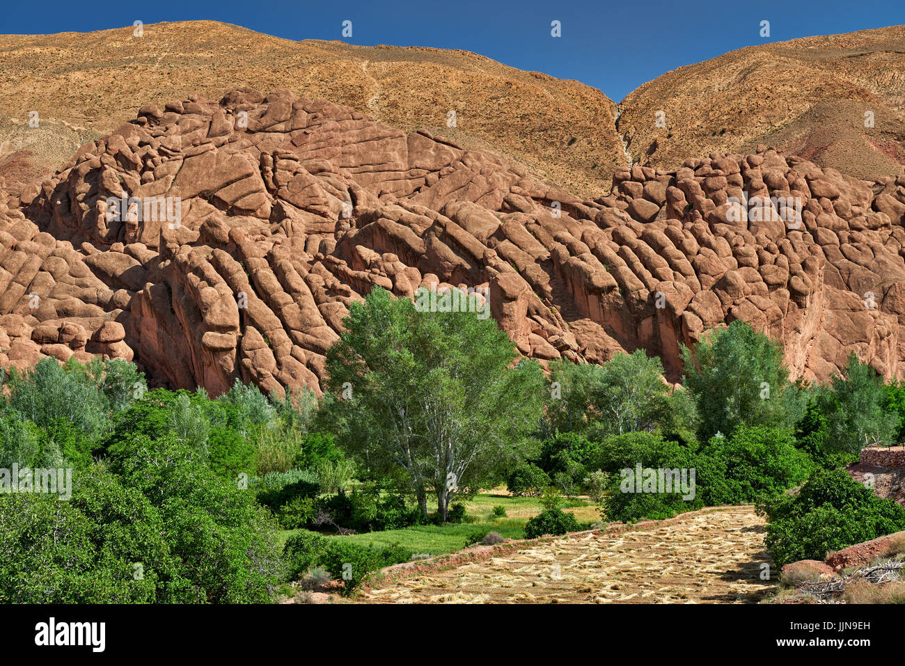spectacular rock landscape of High Atlas mountain range in Ait Ouglif ...