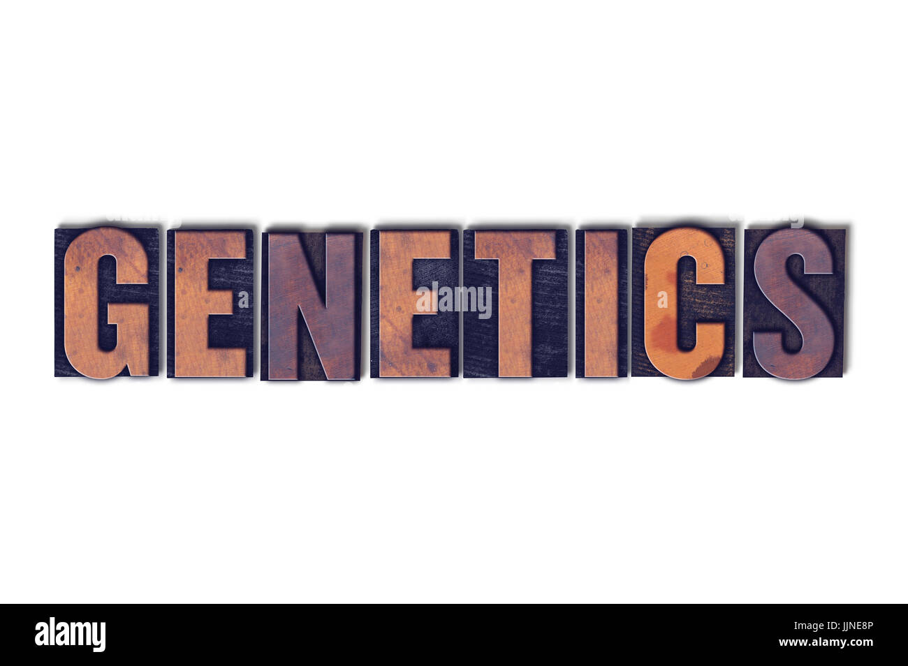 The word Genetics concept and theme written in vintage wooden ...