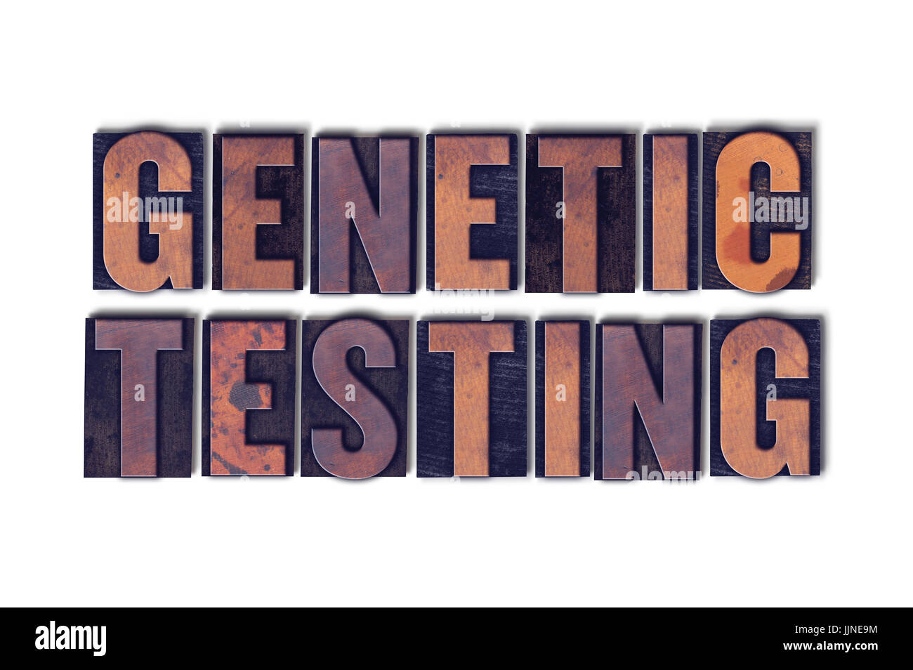 The words Genetic Testing concept and theme written in vintage wooden ...