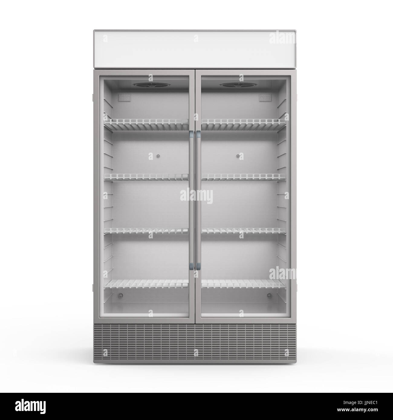 3d rendering stainless steel commercial fridge with transparent glass ...