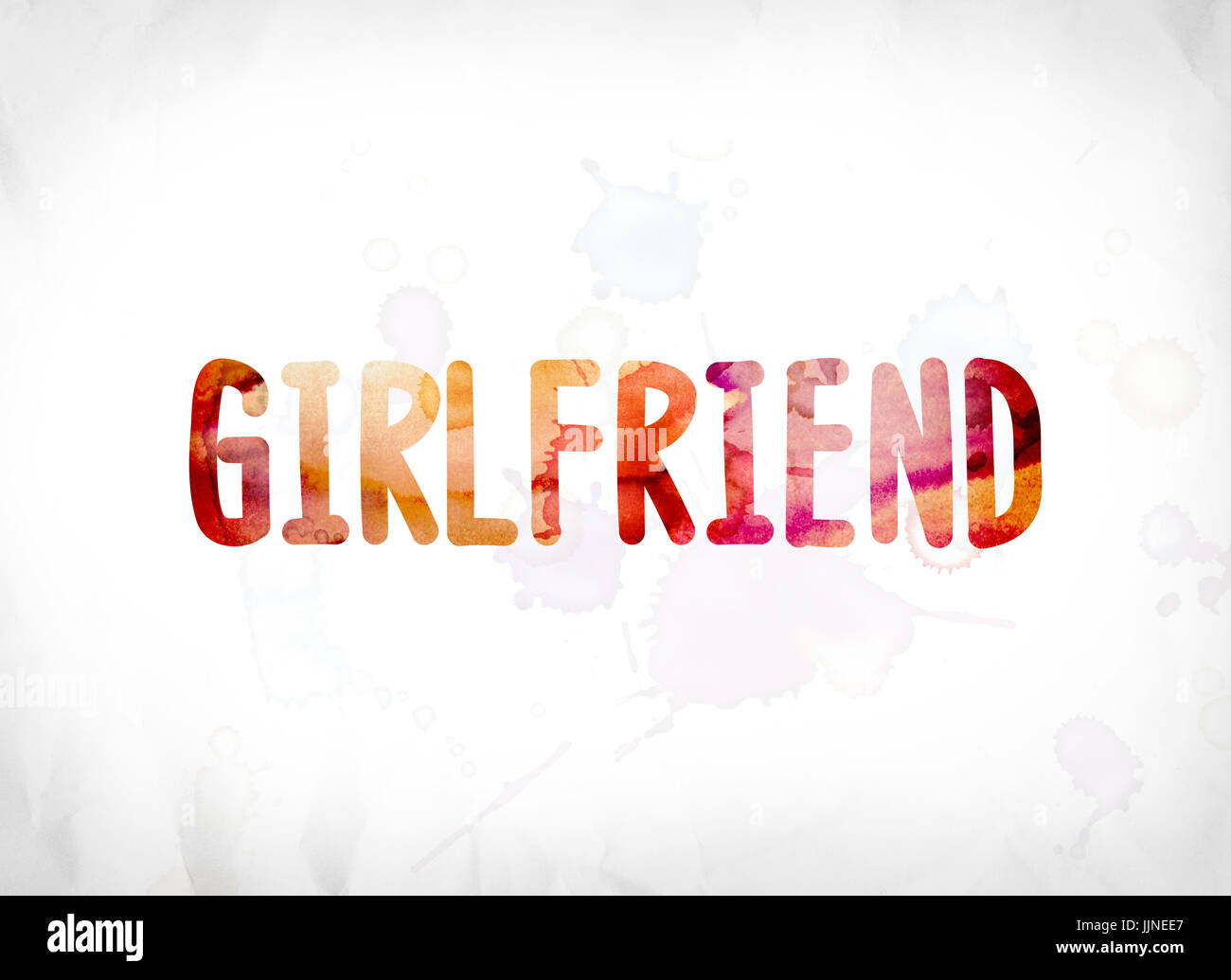 The word Girlfriend concept and theme painted in colorful watercolors ...