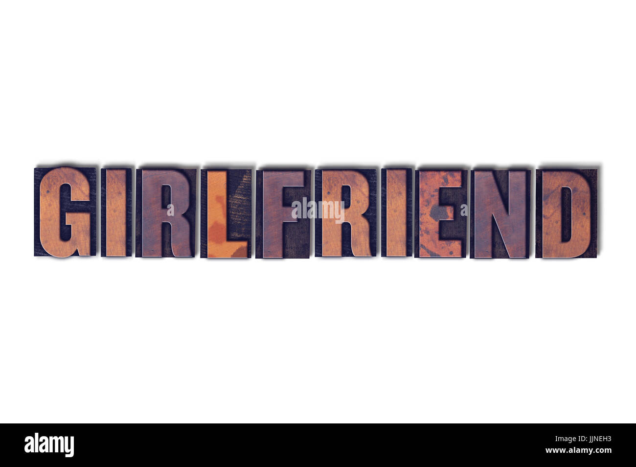The word Girlfriend concept and theme written in vintage wooden ...