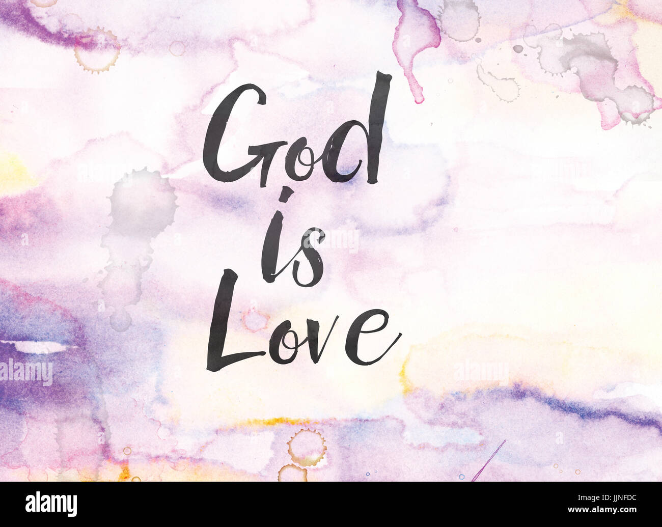 The words God Is Love concept and theme written in black ink on a ...